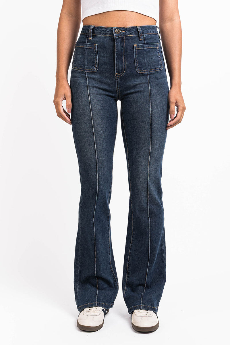 Claire 01High Bootcut Jeans - Vintage Blue – MADLADY
